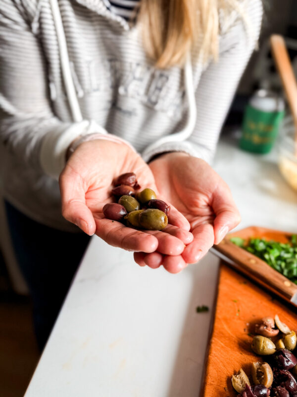 Olive Salad Recipe with Feta, Peppers, and Orzo • Kath Eats